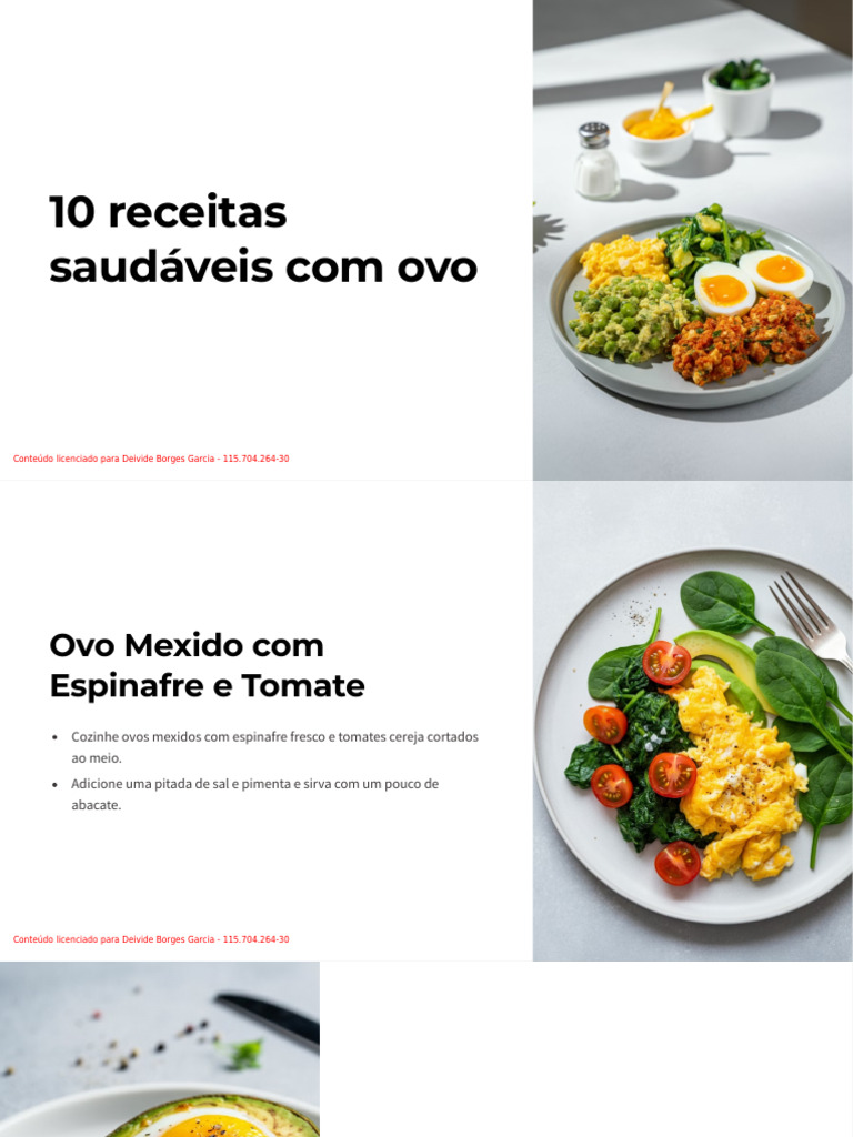 10 Receitas Saudaveis Com Ovo | PDF | Alimentos | Culinária
