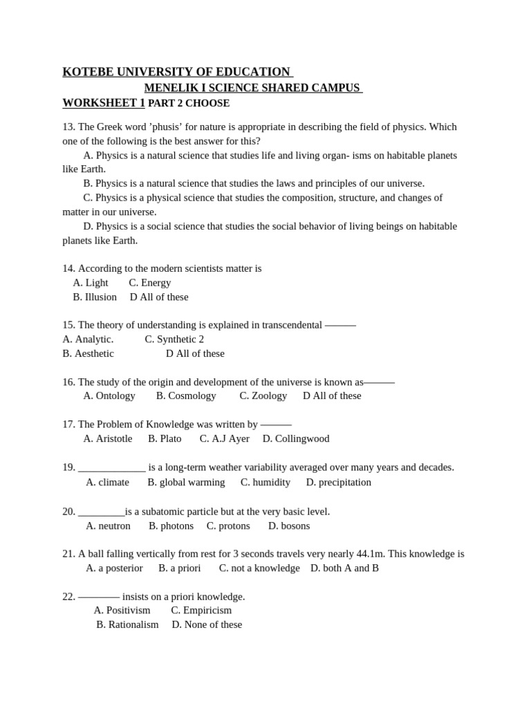 Kotebe University of Education | PDF | Euclidean Vector | Force