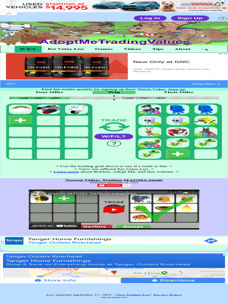 Roblox Adopt Me Trading Values - Win Fair Lose WFL | PDF