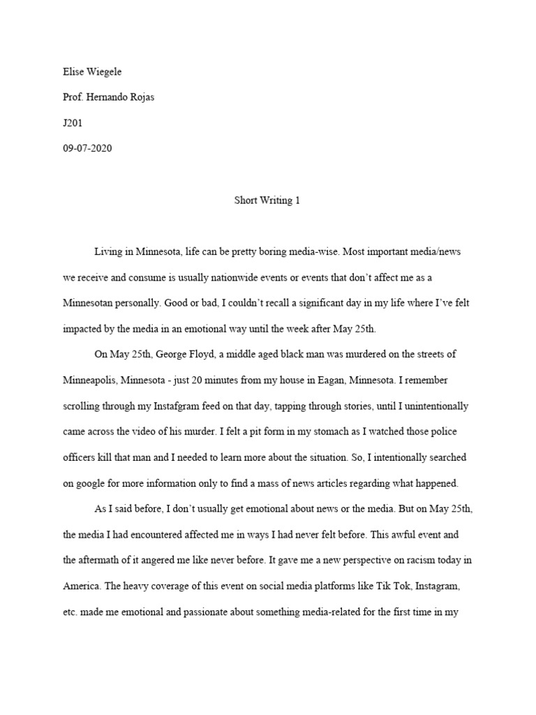 Short Writing 1 - J201 | PDF