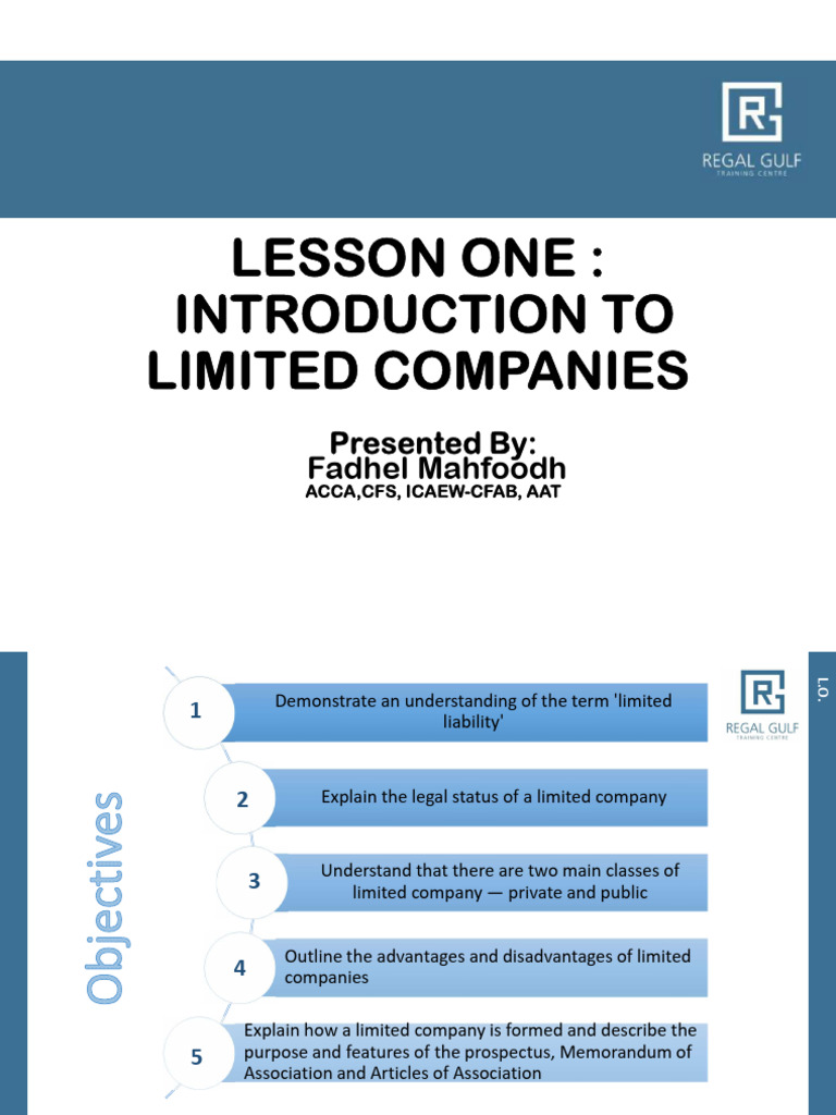 Lesson 1 Limited Company | PDF | Partnership | Limited Liability Company