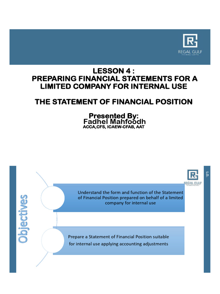 Lesson 4 SOFP - Updated | PDF | Balance Sheet | Equity (Finance)