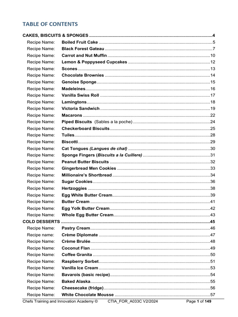 Ctia - For - A033c Professional Pastry Programme Kitchen Manual Jul ...