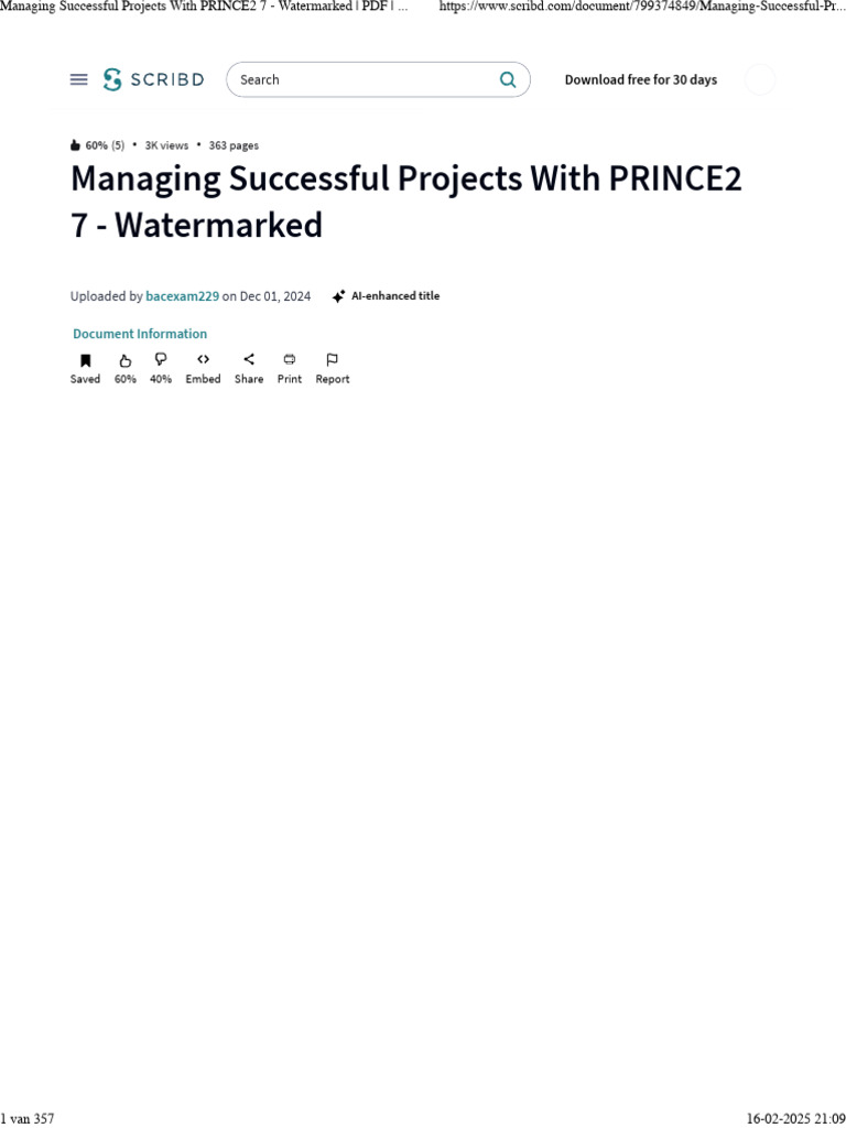Managing Successful Projects With PRINCE2 7 - Watermarked - PDF ...
