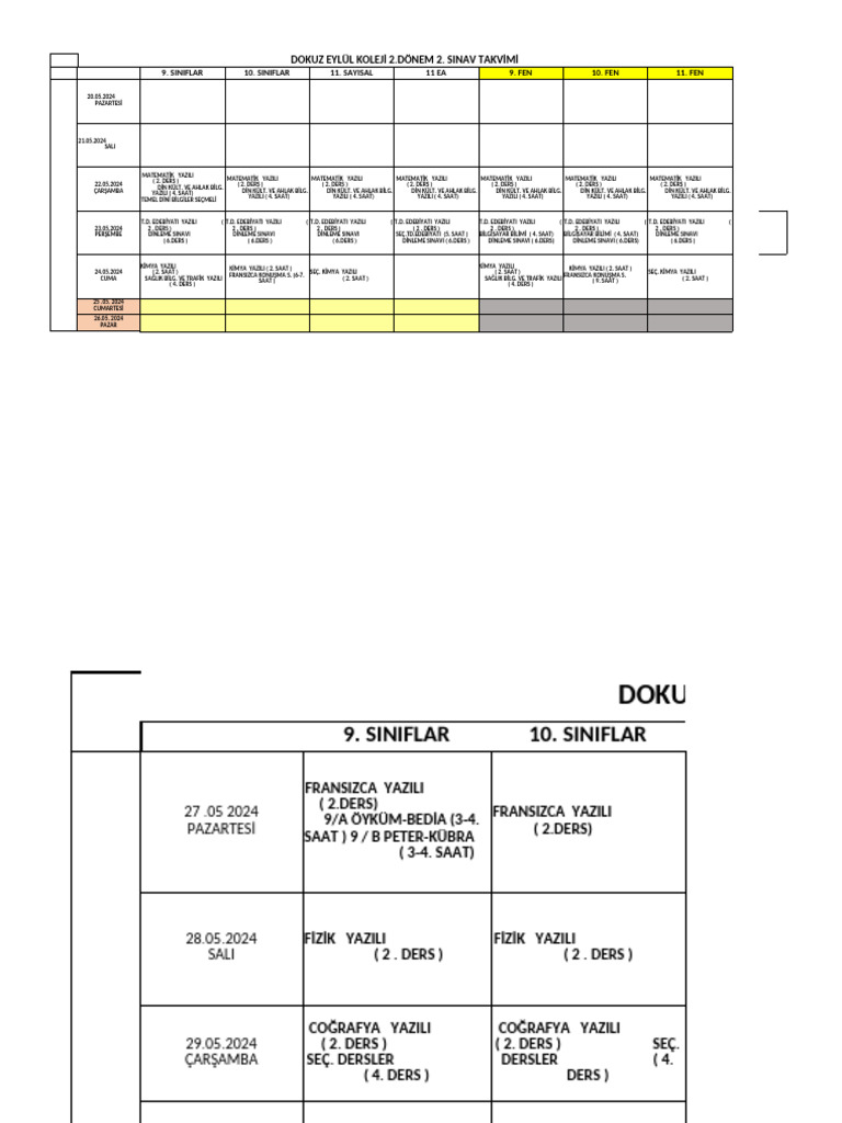 DEK_2.DÖNEM_2.SINAV_TAKVİMİ | PDF