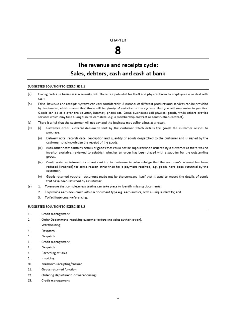 Revenue and Receipts Cycle Overview | PDF | Receipt | Credit