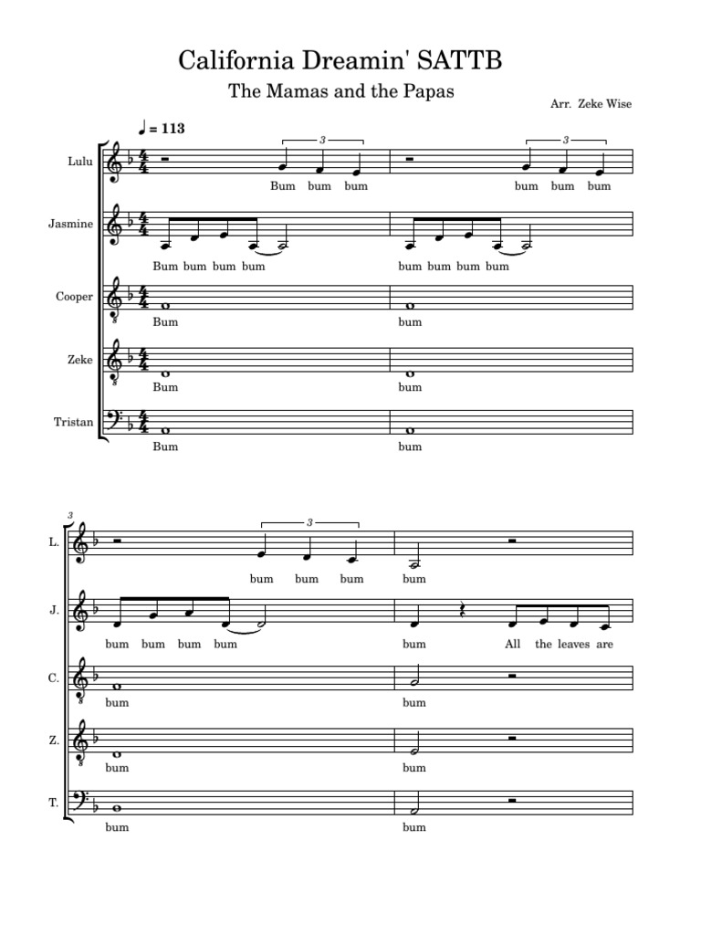 California Dreamin SATTB | PDF