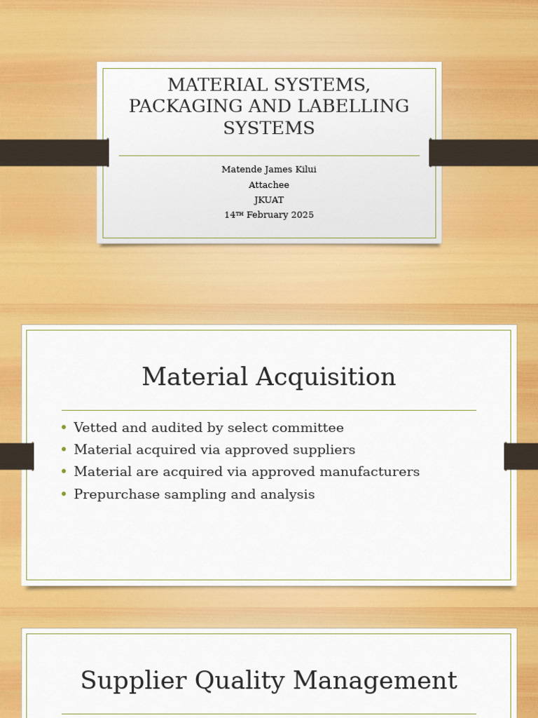 Material Systems, Packaging and Labelling Systems | PDF | Business Process