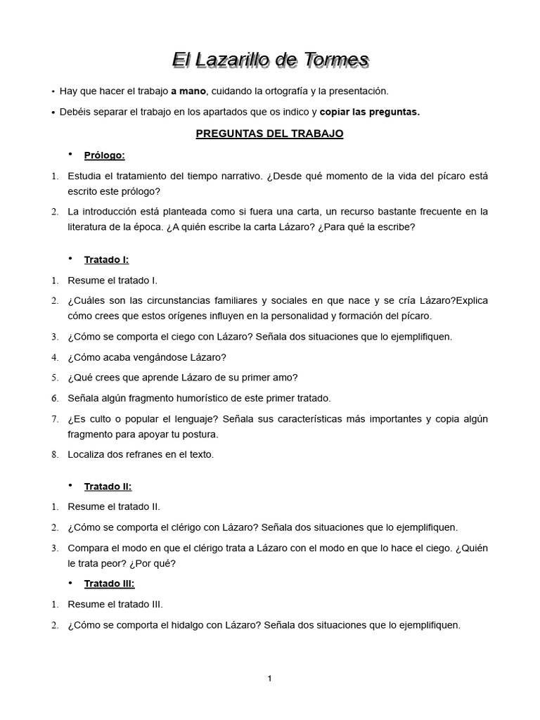 Análisis y Resumen de El Lazarillo de Tormes | PDF