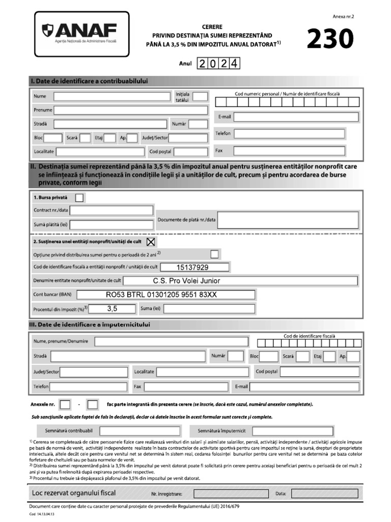 Formular 230, 3,5%-2024 | PDF