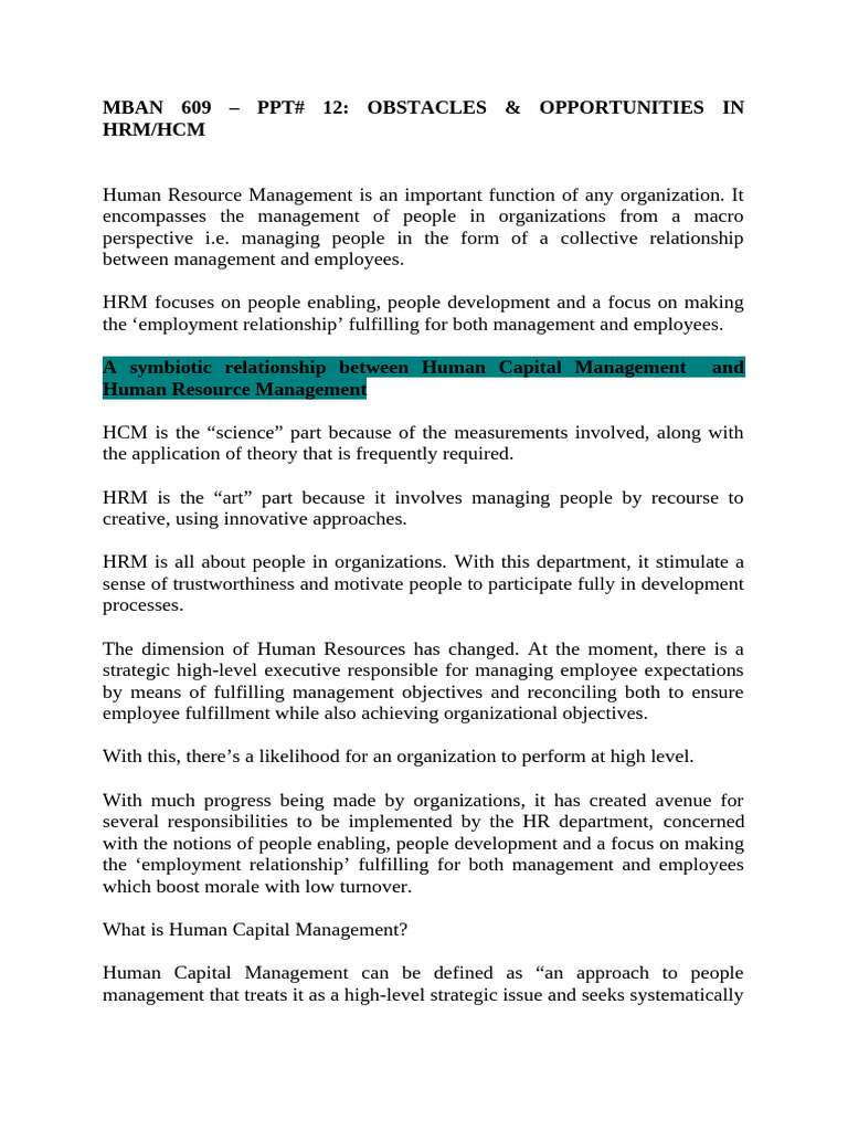 Mban 609 PPT #12, Written Report | PDF | Human Resource Management | Occupational Safety And Health