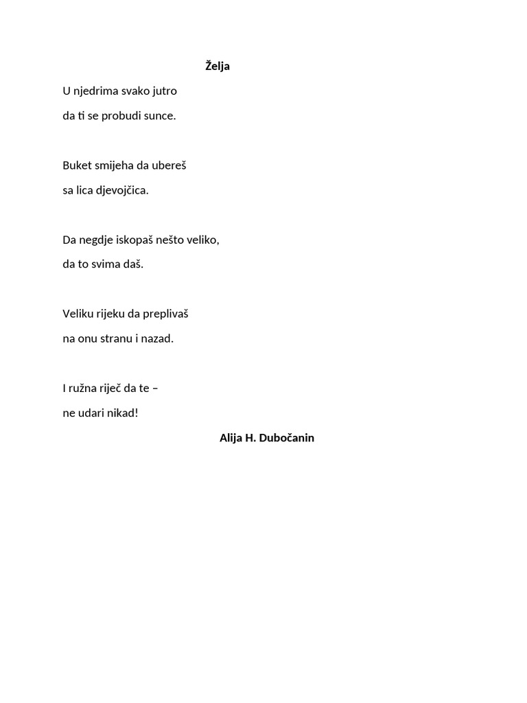 Nastavni List - Želja | PDF