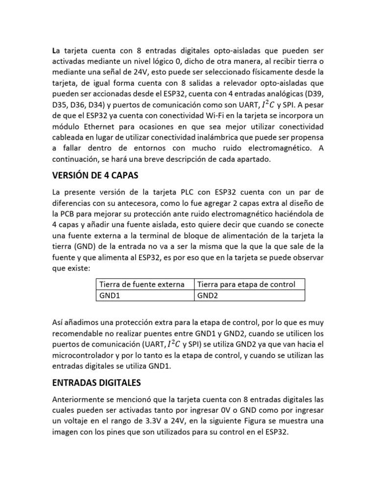 Tarjeta PLC con ESP32: Entradas y Salidas | PDF | Microcontrolador ...
