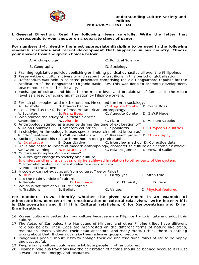 UCSP Q3-PT | PDF | Neolithic | Paleolithic