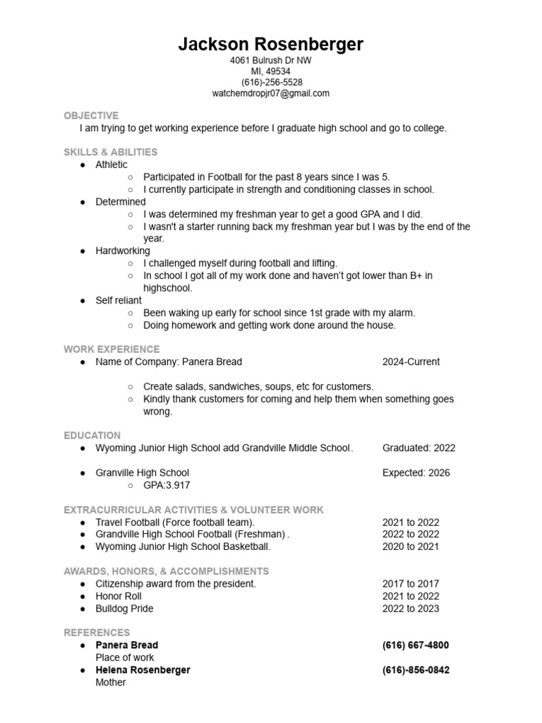 Jackson Rosenberger's Resume | PDF