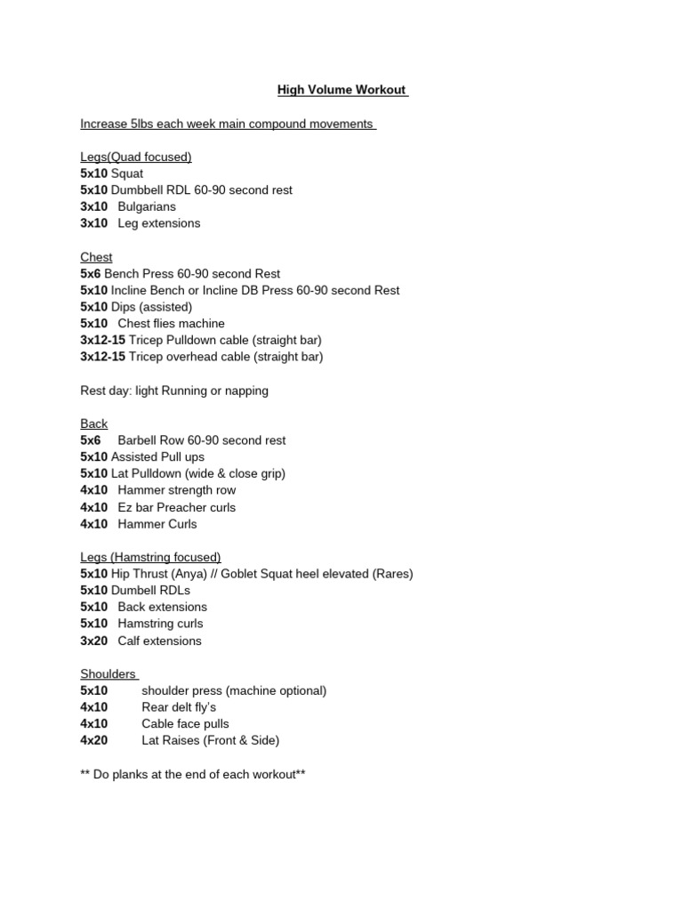 High Volume Workout | PDF