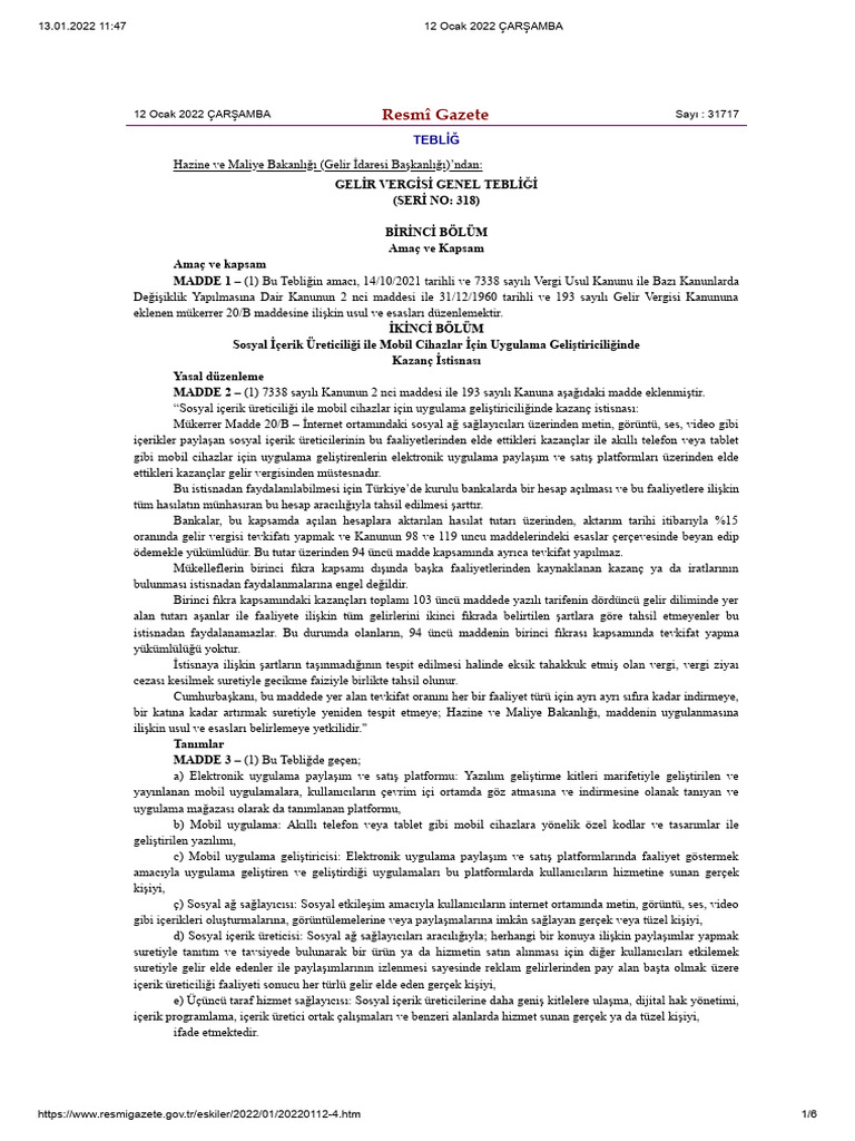 12-ocak-2022-(resmigazete.gov.tr)sosyal-icerik-hesab | PDF