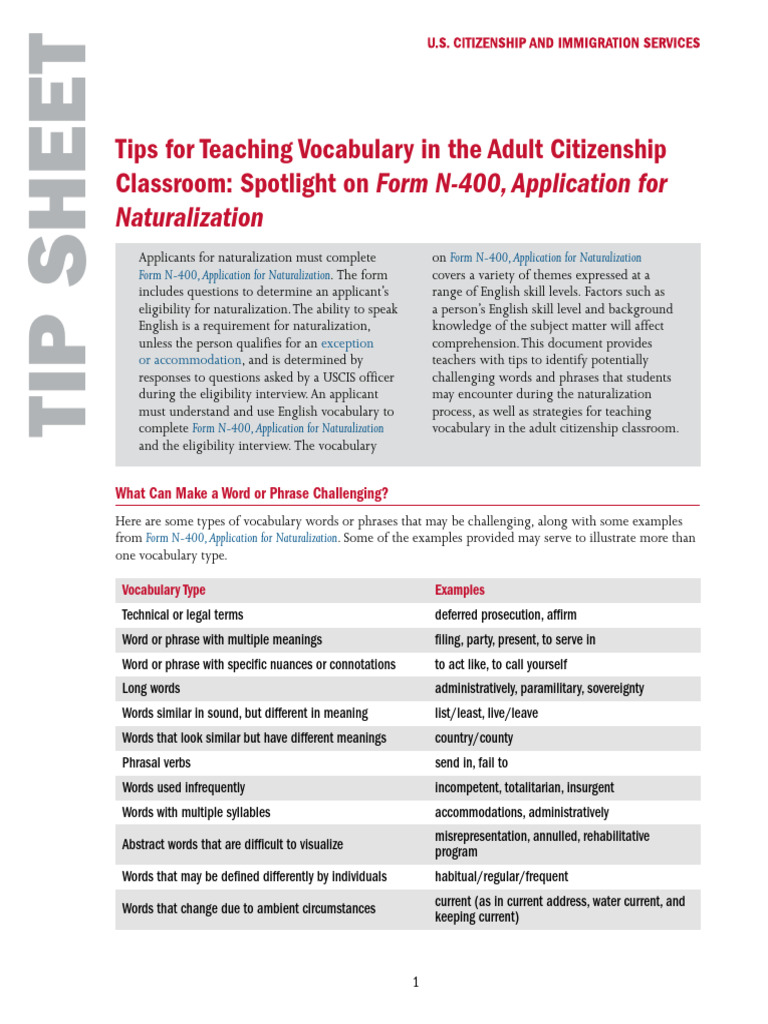 teaching_vocabulary_tip_sheet_crc | PDF | Vocabulary | Naturalization