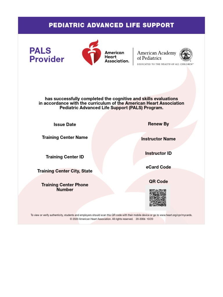 PALS Certification eCard Information | PDF