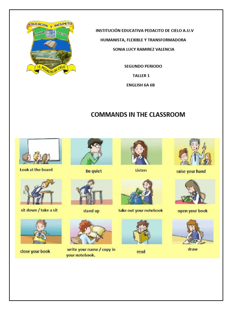 Actividades de Inglés: Commands en Clase | PDF
