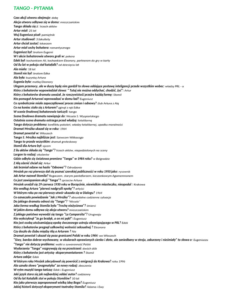 TANGO - pytania | PDF
