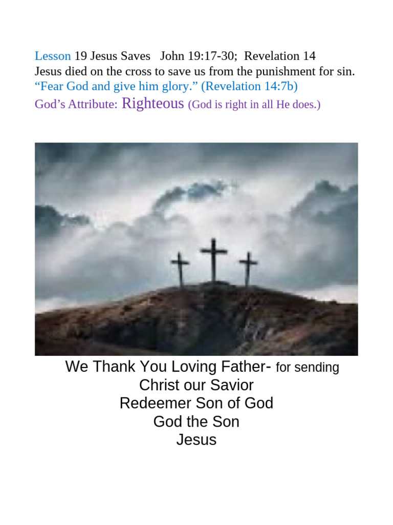 LESSON 19 Feb 12 Christ Died To Save Us | PDF