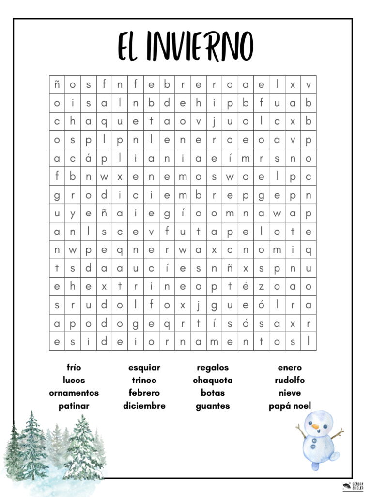 El Invierno Word Search | PDF