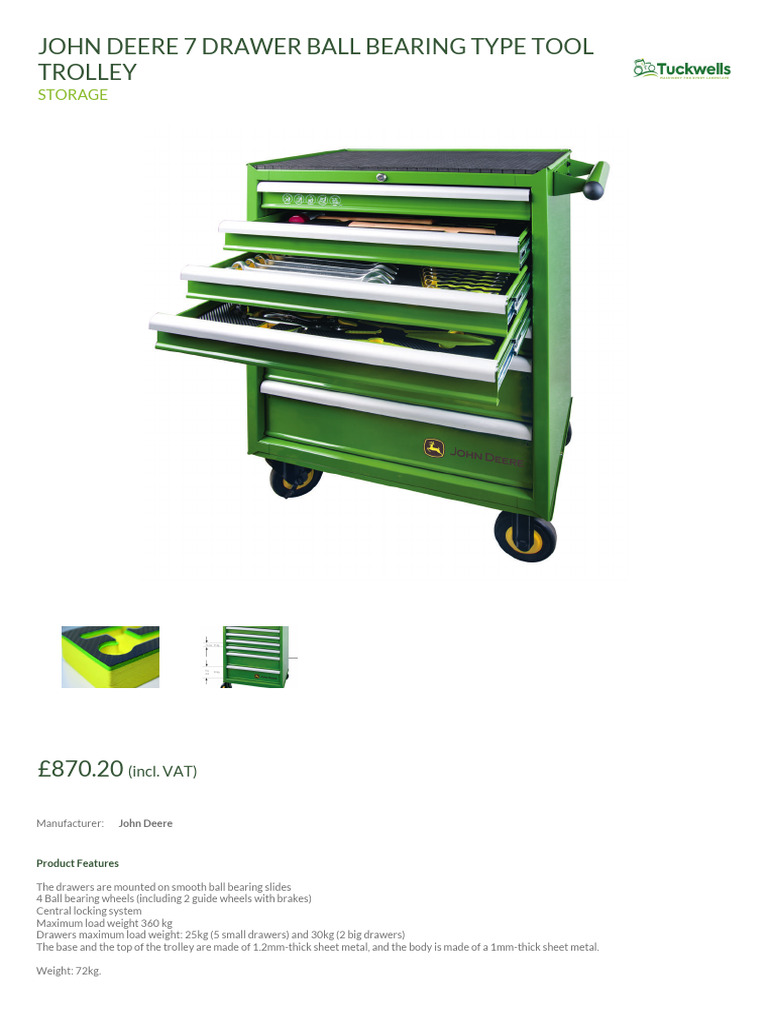 john-deere-7-drawer-ball-bearing-type-tool-trolley | PDF