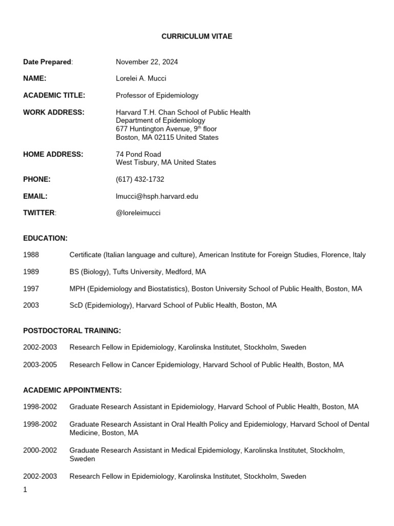 Mucci - Lorelei CV Nov 2024 | PDF | Prostate Cancer | Multiple Myeloma