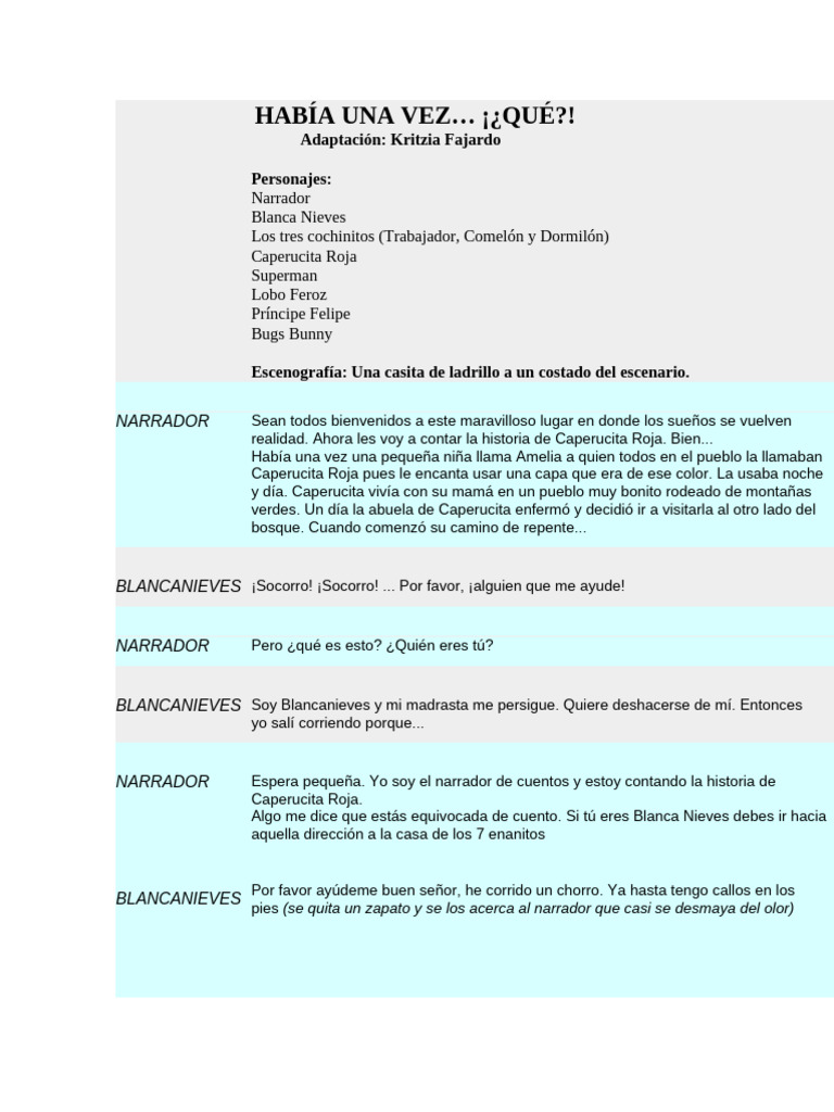 Cuentos Revueltos: Un Final Feliz | PDF | Caperucita Roja | Blanco como ...