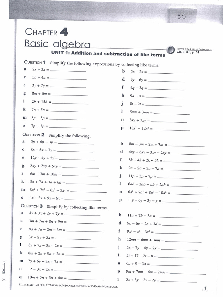 Year 8 Algebra Revision Workbook | PDF | Mathematics