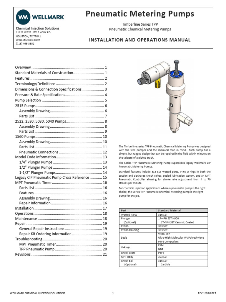 IOM TPP Pneumatic Pumps Rev 2023 01 18 | PDF | Pump | Mechanical ...