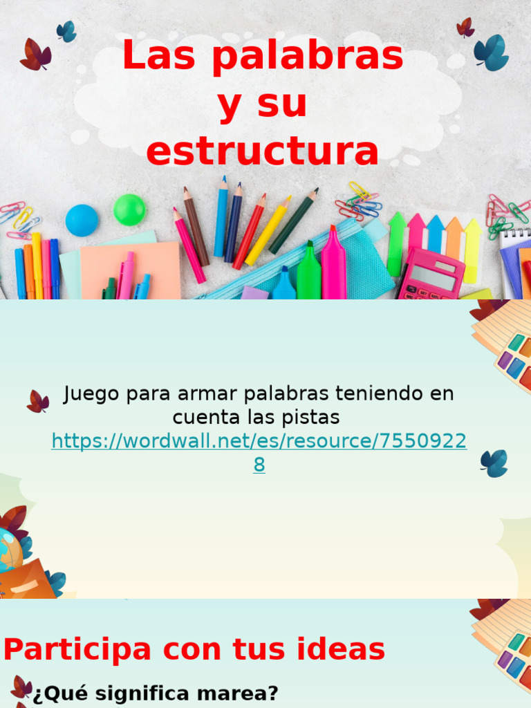 Las Palabras y Su Estructura, Familias de Palabras, Sufijos y Prefijos ...