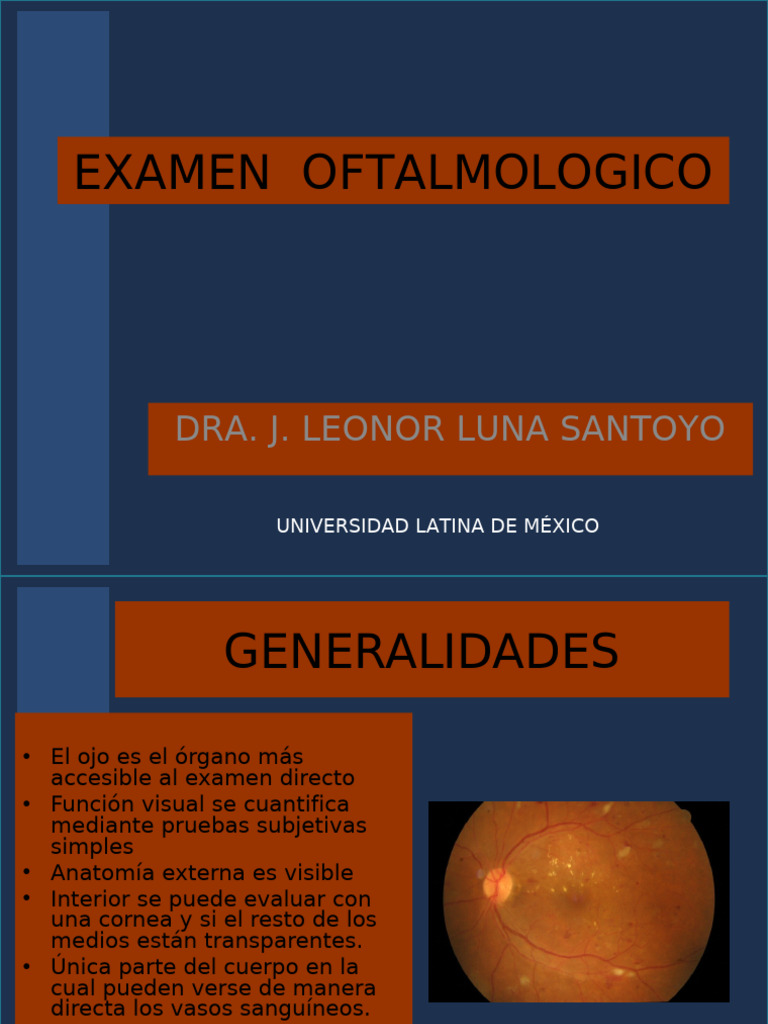 Examen Oftalmológico Completo | PDF | Ojo humano | Ojo