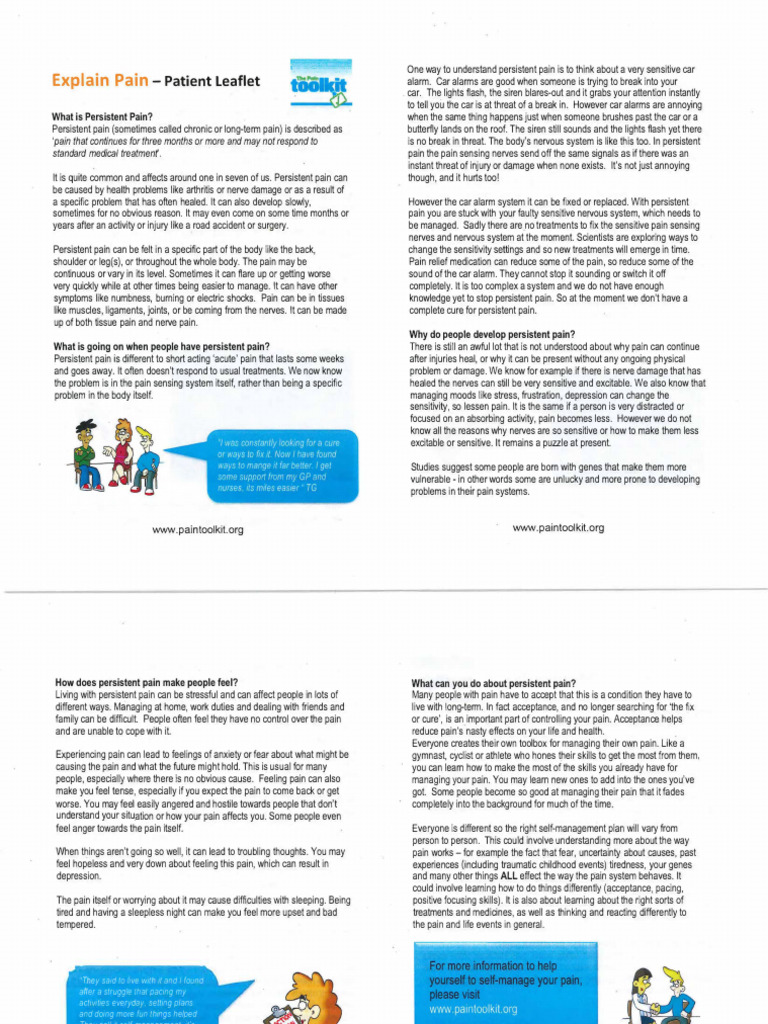 Explain Pain Patient Leaflet | PDF | Pain | Peripheral Neuropathy