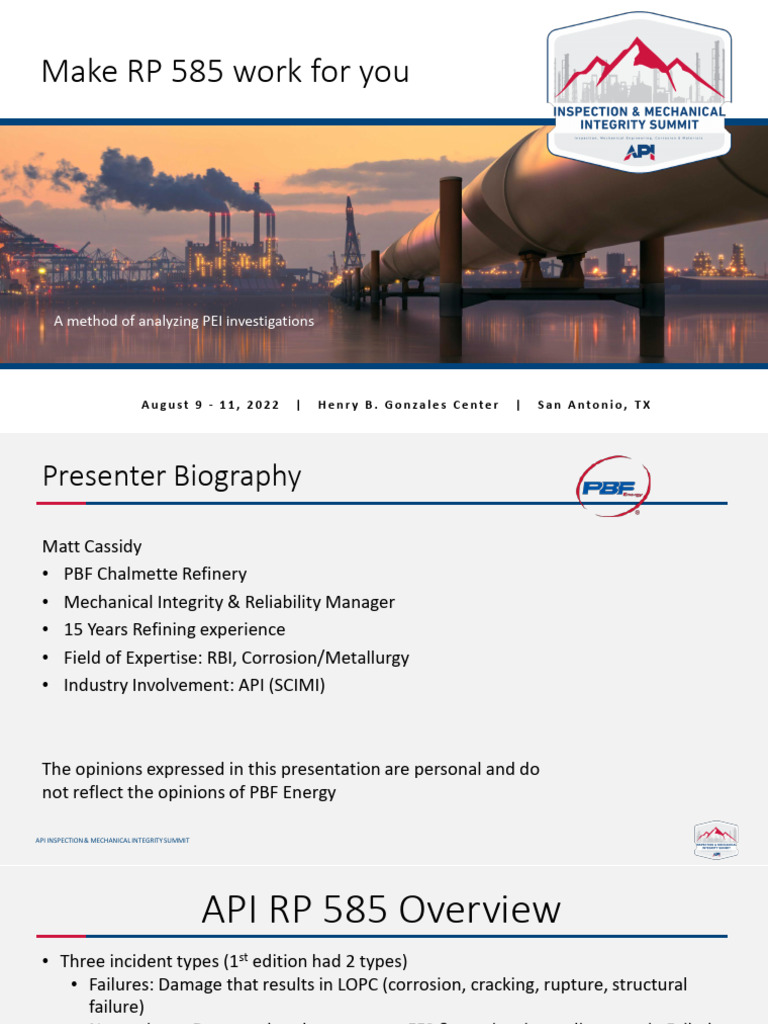 Analyzing PEI Investigations with API RP 585 | PDF