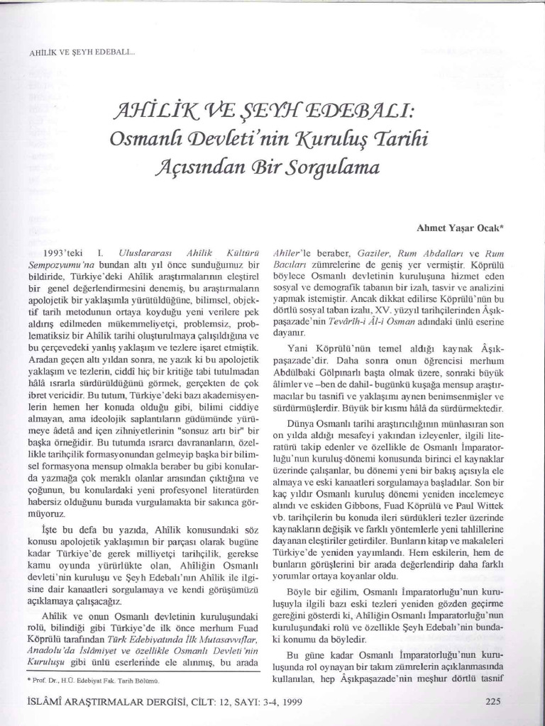 Ahilik Ve Şeyh Edebali | PDF