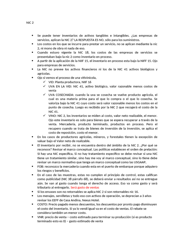 NIC 2: Inventarios y Normativas Clave | PDF | normas internacionales de ...