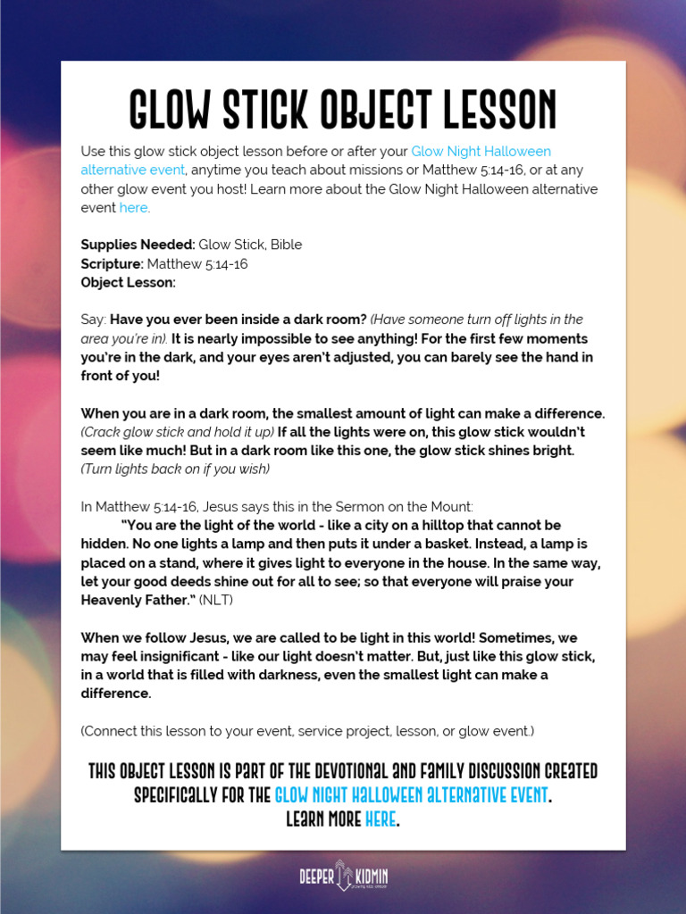 Glow Stick Lesson for Kids | PDF