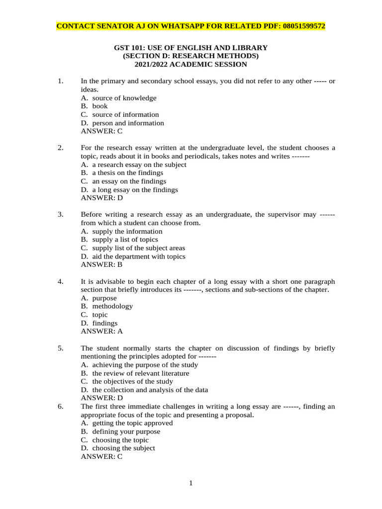 Gst-101-Research-Methods (1) - 1 | PDF | Citation | Essays