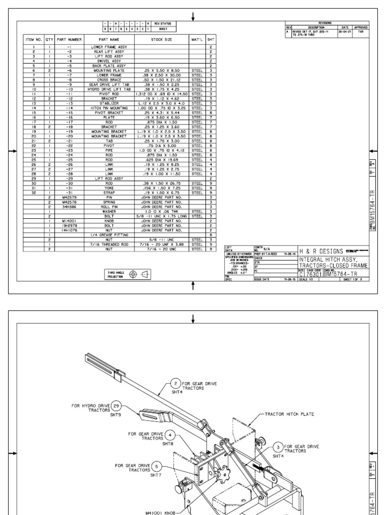 Tractor Integral Hitch Assembly Parts List | PDF | Nut (Hardware) | Screw
