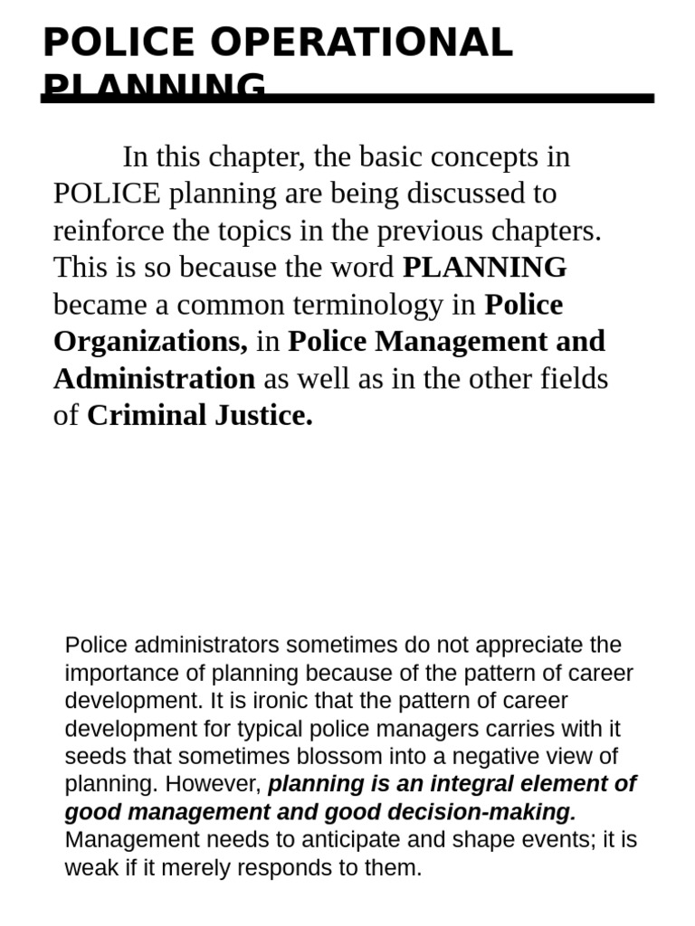 Police Operational Planning Essentials | PDF | Strategic Planning | Police