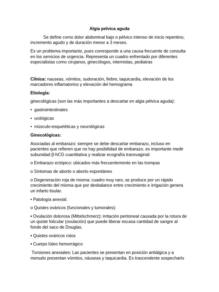 Causas y Diagnóstico de Algia Pélvica Aguda | PDF | El embarazo ...