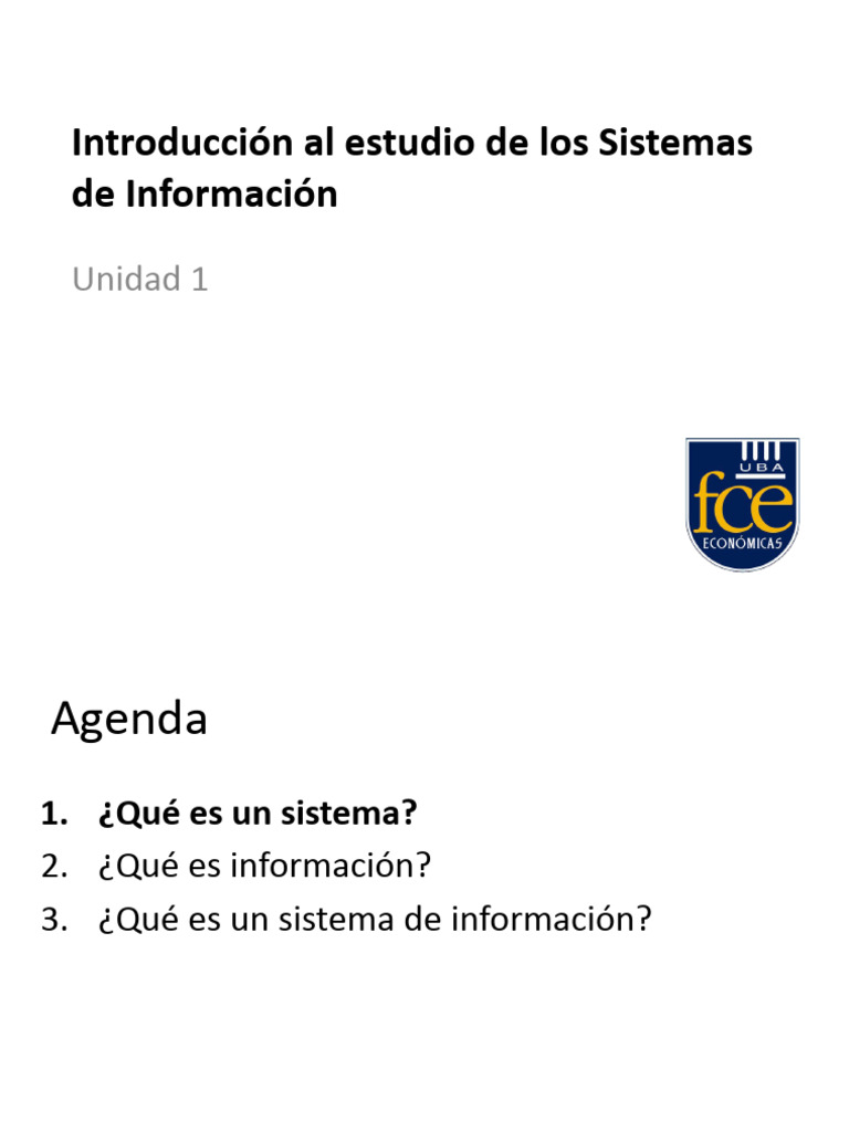 Clase 01 - Intro Al Estudio de SI | PDF | Sistema | Sistema de informacion