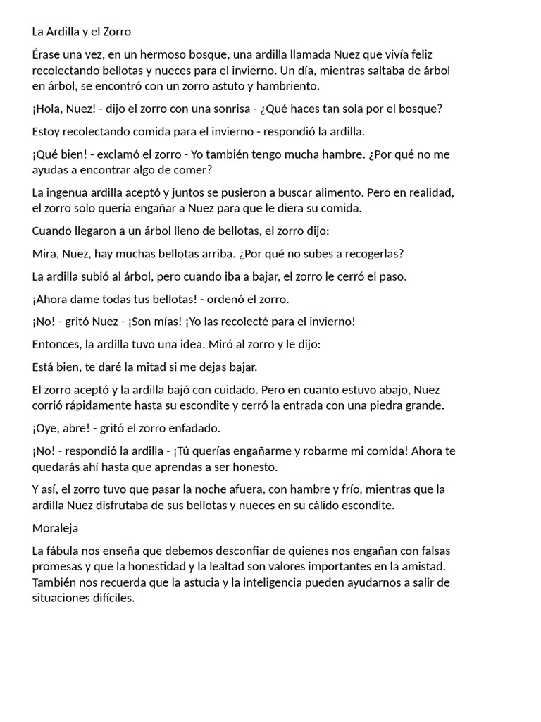 La Ardilla y El Zorro | PDF