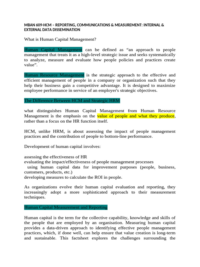 MBAN 609 PPT#10 - Reporting, Communication and Measurement | PDF | Human Resource Management ...