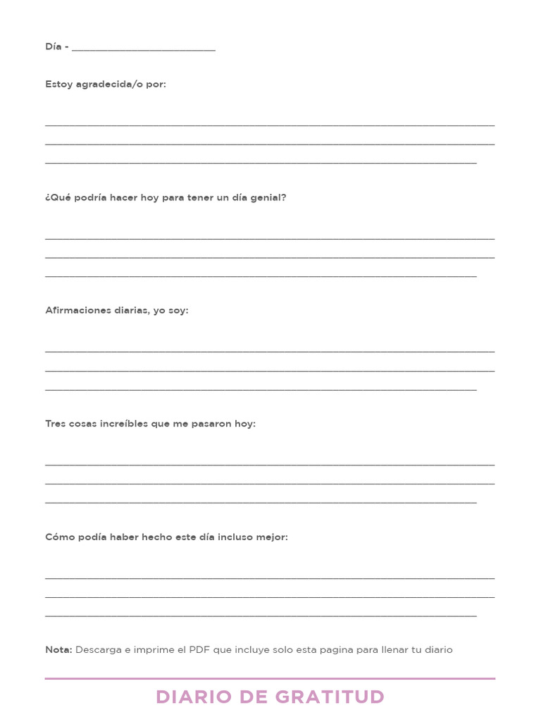 Diario de Gratitud para Imprimir PDF | PDF