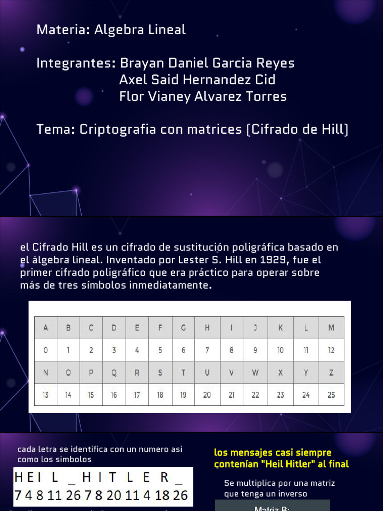 Criptografía Hill: Cifrado con Matrices | PDF