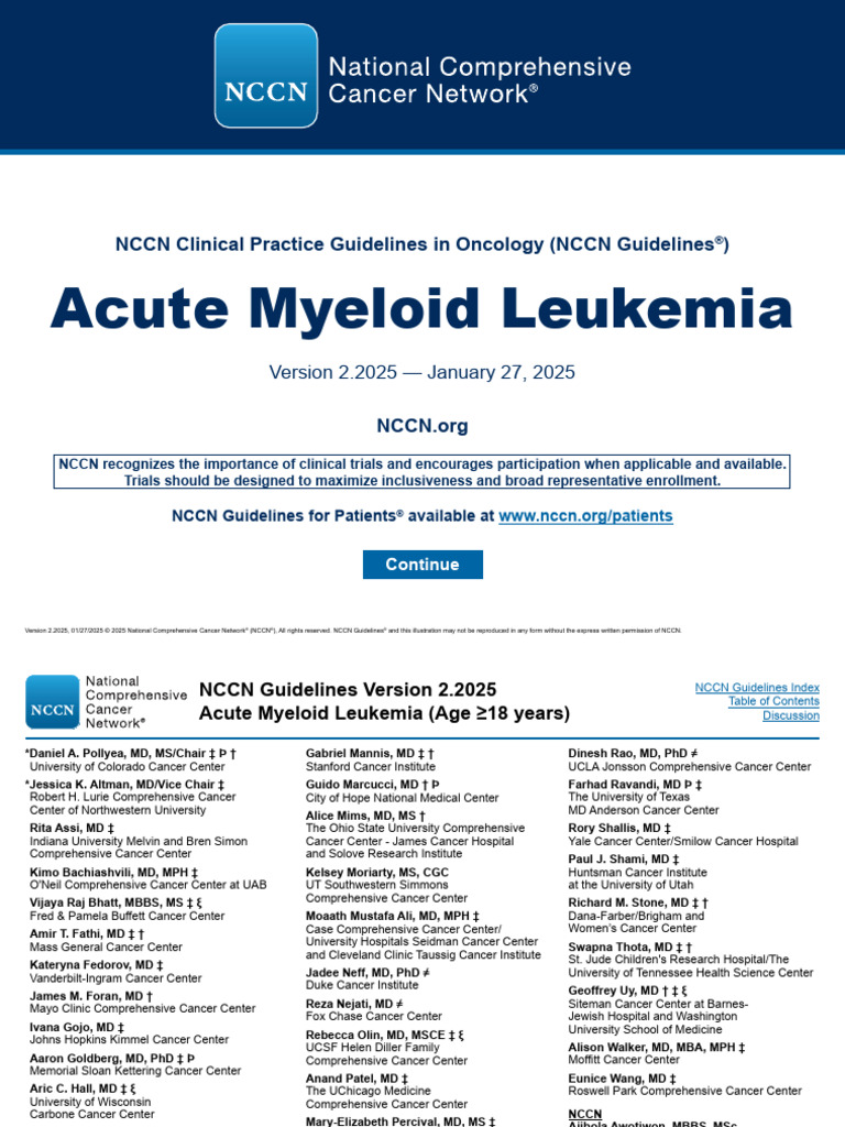 Acute Myeloid Leukemia: NCCN Clinical Practice Guidelines in Oncology ...