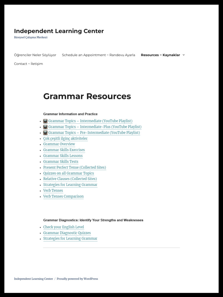Grammar Resources - Independent Learning Center | PDF